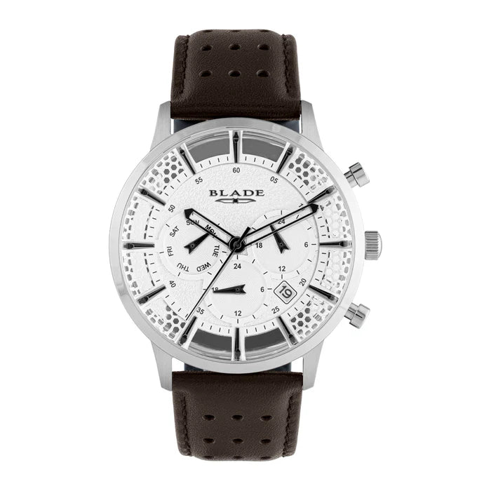 Buy BLADE BARE WHITE 3673G1SSO SS Case & Leather Strap Multifunction ...