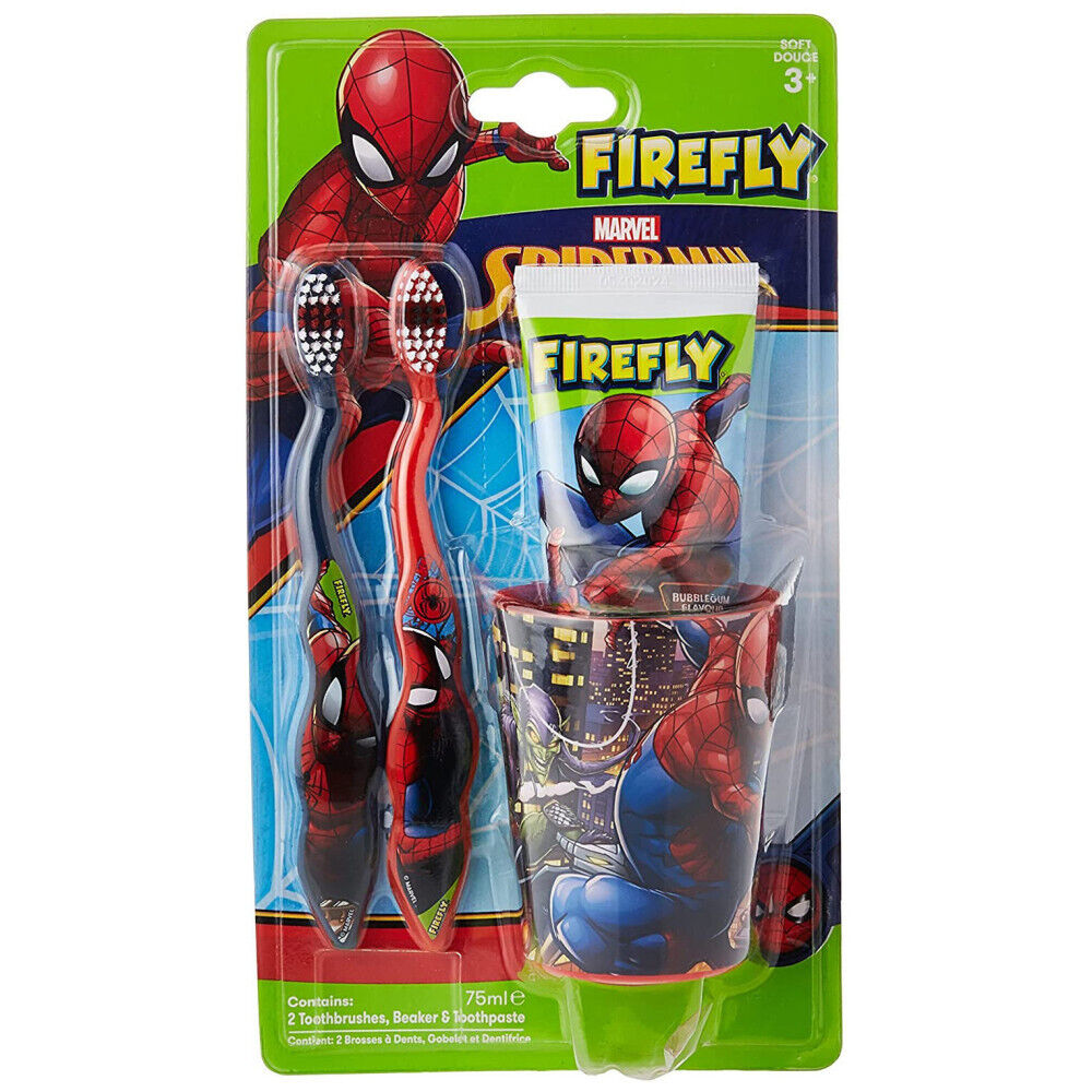 Marvel Spiderman Dental Set 2 Toothbrush, Toothpaste & Beaker for Kids